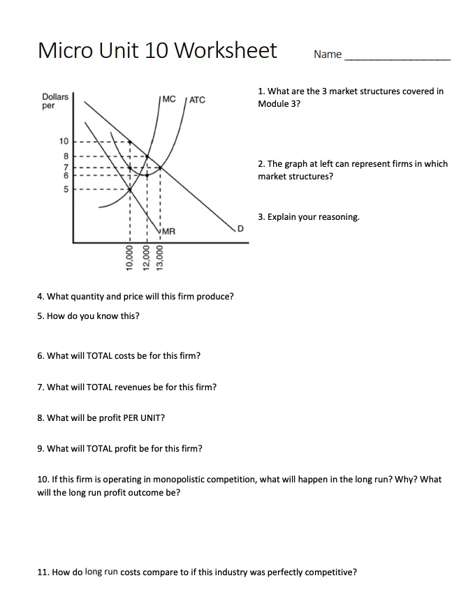 SOLVED: Micro Unit 10 Worksheet Name Dollars per 1. What are the 3 ...