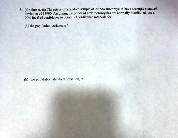 SOLVED: (5 points cach) The prices of a random sample of 20 new ... SOLVED: (5 points cach) The prices of a random sample of 20 new ...