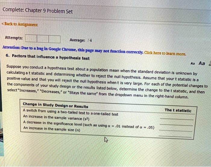 SOLVED: Complete: Chapter 9 Problem Set Back to Assignment Attempts: Average: Attention: Due to ...
