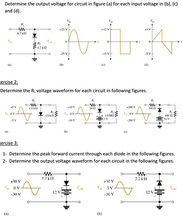 SOLVED: Exercise 1, 2, 3 please. Determine the output voltage for the circuit in figure (a) for ...