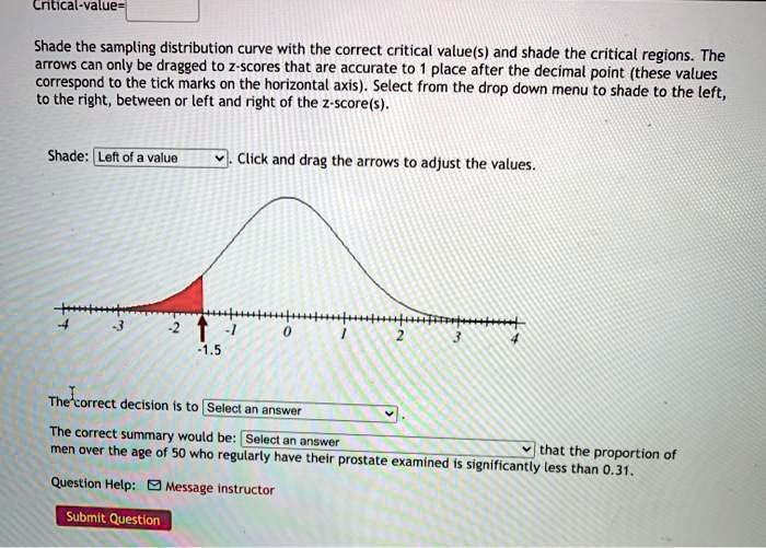 SOLVED: Critical value = Shade the sampling distribution curve with the ...