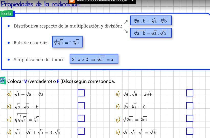 escribe verdadero o falso segun corresponda propiedades de la ...