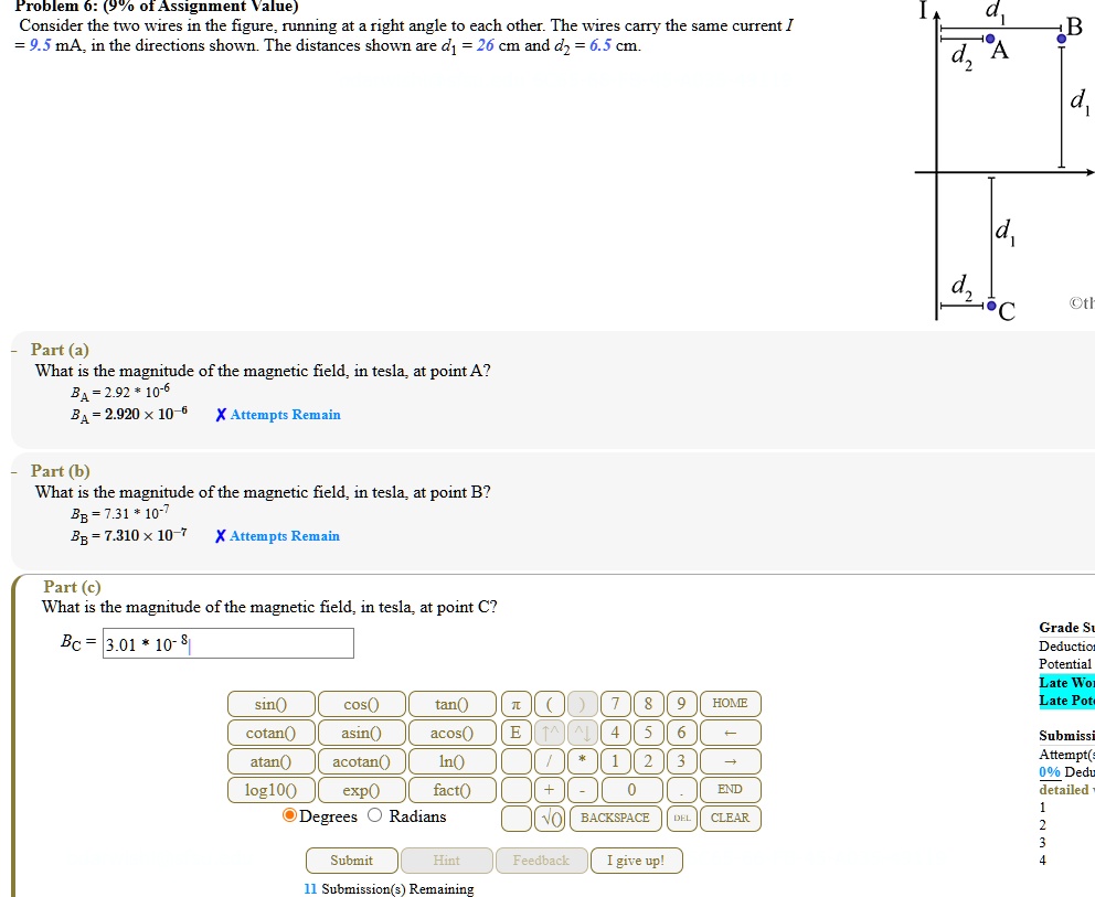 problem 6 9 of assignment value consider the two wires in the figure running at a right angle to ...