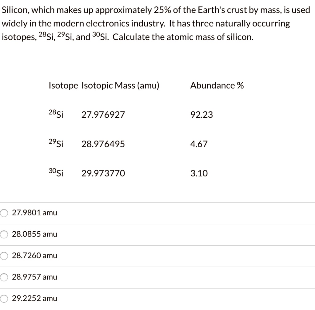 Silicon, which makes up approximately 25% of the Earth's...