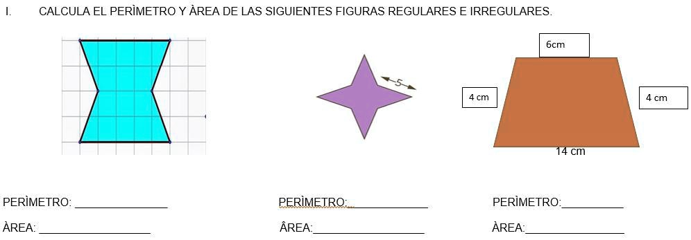 SOLVED: me ayudan con esto porfa CALCULA EL PERIMETRO Y AREA DE LAS ...