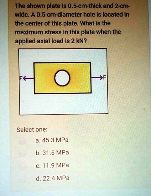 SOLVED: The shown plate is 0.5 cm thick and 2 cm wide. A 0.5 cm ...