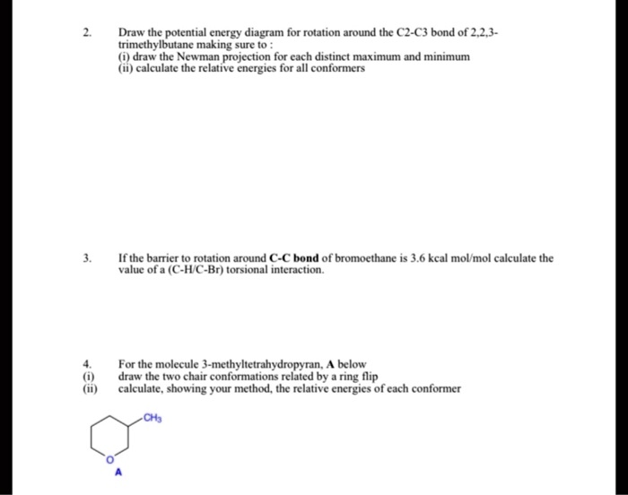 SOLVED: Draw the potential energy diagram for rotation around the C2-C3 ...
