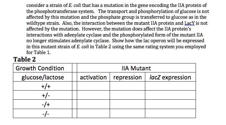 SOLVED: consider a strain of E coli that has a mutation in the gene encoding the IIA protein of ...
