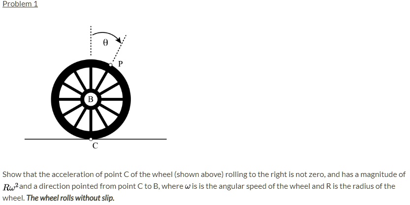Problem 1 B C ? P Show that the acceleration of point C of the wheel ...