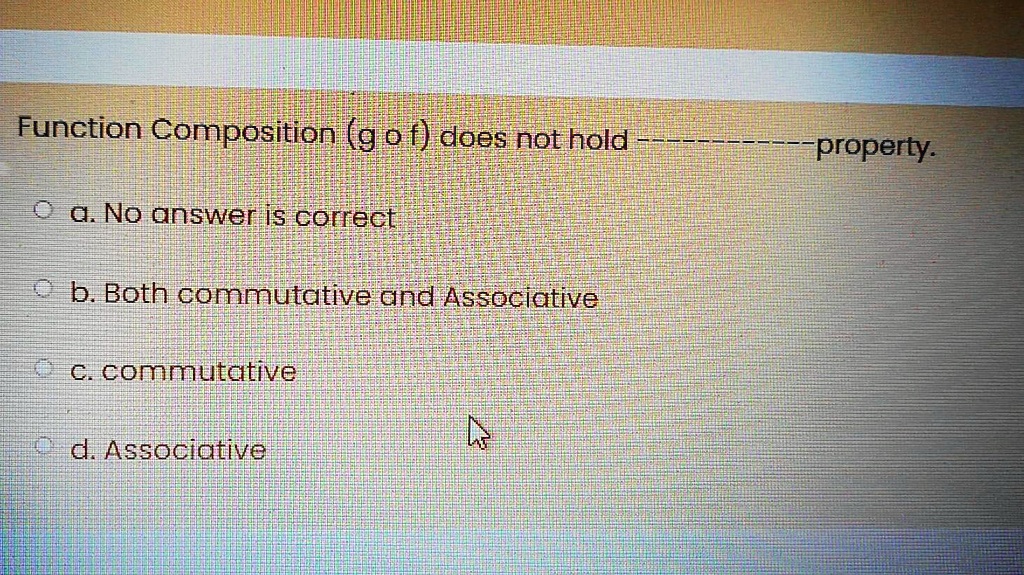 Function composition g 0 f does not hold property ano answer...