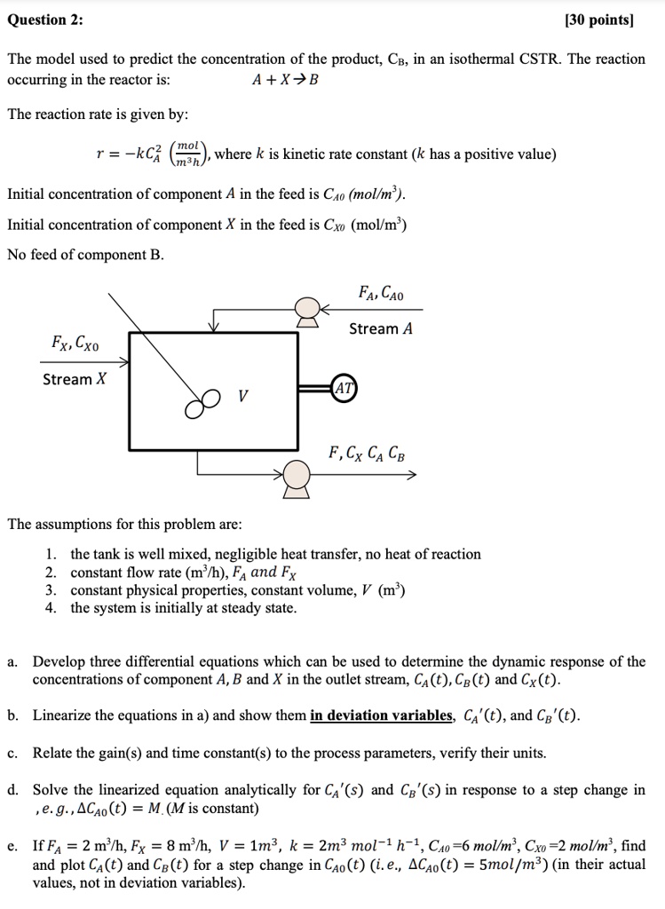 Question 2: [30 points] The model used to predict the concentration of ...