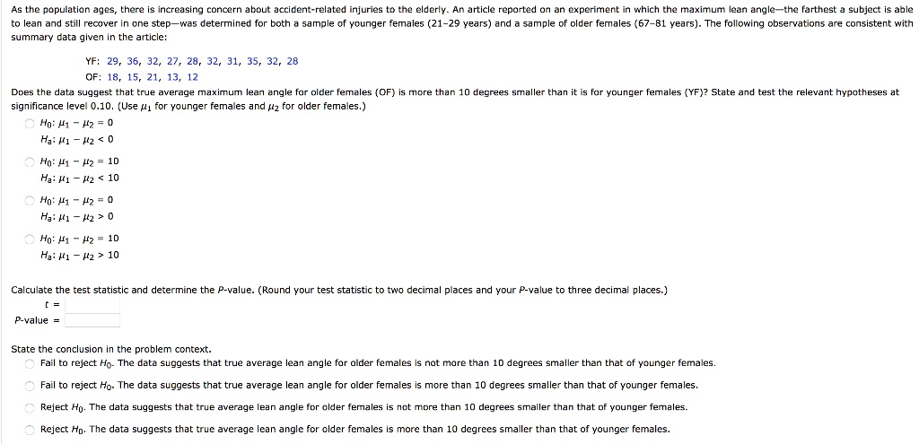 SOLVED: As Lhe population ages, there increjsing concurr aboulacciceni ...