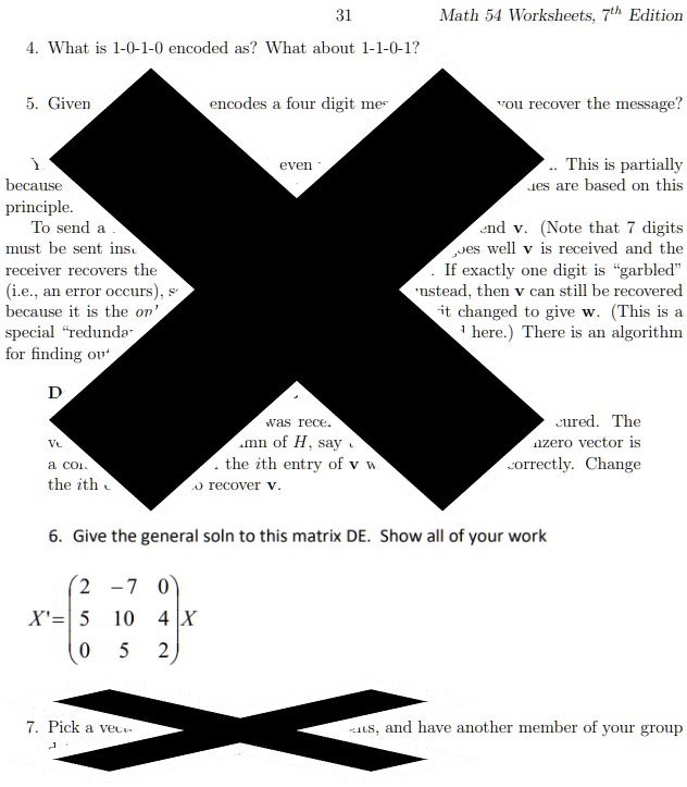 Solved Math 54 Worksheets 7th Edition Wthal Is 1 0 1 0 Encoded As Wthal About 1 1 0 1 Given