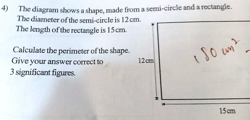 the diagram e smoys shape made from a semi circle and a rectangle the ...