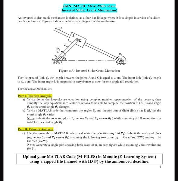 SOLVED: (KINEMATIC ANALYSIS of an Inverted Slider Crank Mechanism) An inverted slider-crank ...