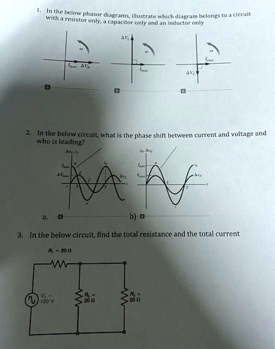 1. In the below phasor diagrams, illustrate which diagram belongs to a ...