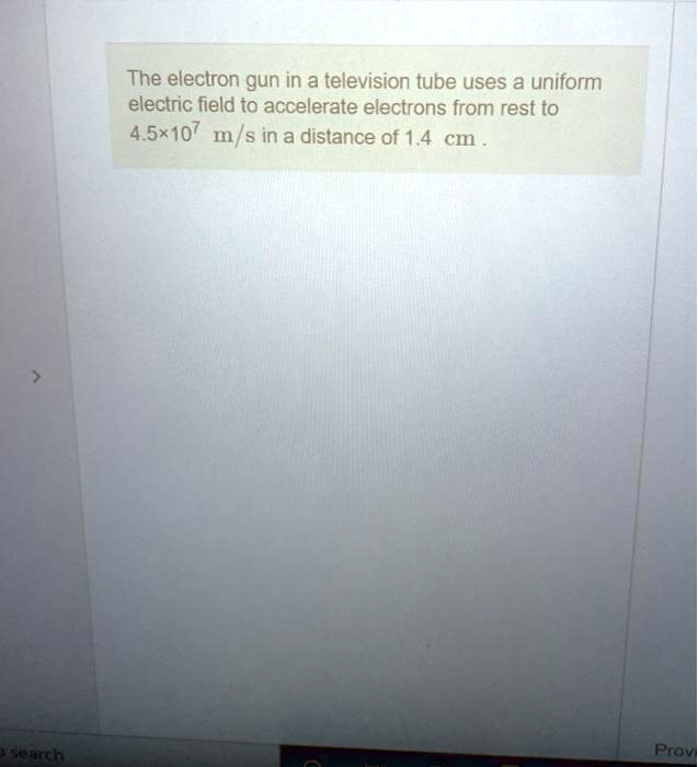 Solved The Electron Gun In A Television Tube Uses A Uniform Electric