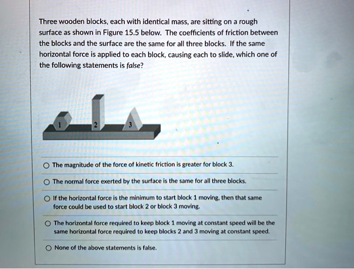 three wooden blocks each with identical mass are sitting on rough surface a5 shown in figure 155 ...