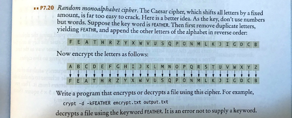 P7.20 Random monoalphabet cipher. The Caesar cipher, which shifts all ...
