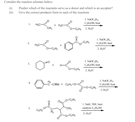 consider the reaction schemes below i predict which of the reactants serve as a donor and which ...