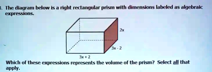 SOLVED: The diagram below is a right rectangular prism with dimensions ...