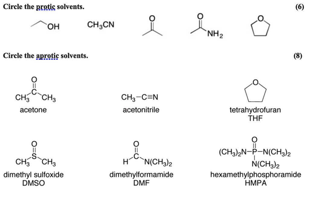 circle the pretic solvents oh chcn circle the aprgtic solvents ch3 ch3 ...