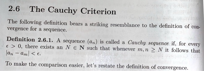 26 The Cauchy Criterion The Following Definition Bears Striking