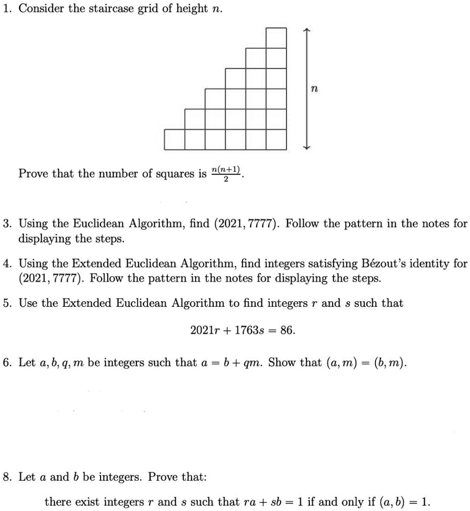 SOLVED:1_ Consider the staircase grid of height n. Prove that the ...
