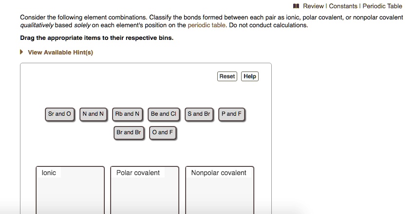 review constants periodic table consider the following lement combinations classify the bonds ...