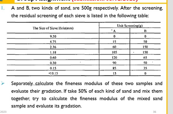 1. A and B, two kinds of sand, are 500 g respectively. After the ...