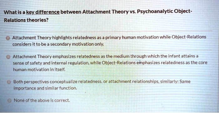 Solved What Is A Key Difference Between Attachment Theory Vs