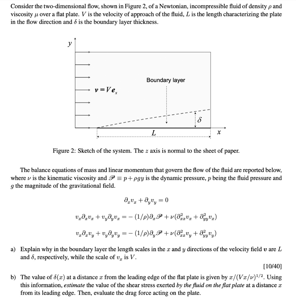 Consider the two-dimensional flow, shown in Figure 2, of a Newtonian, incompressible fluid of ...
