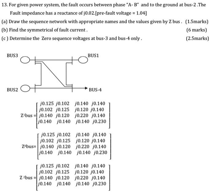 VIDEO solution: 13. For the given power system, the fault occurs between phase "A-B" and to the ...