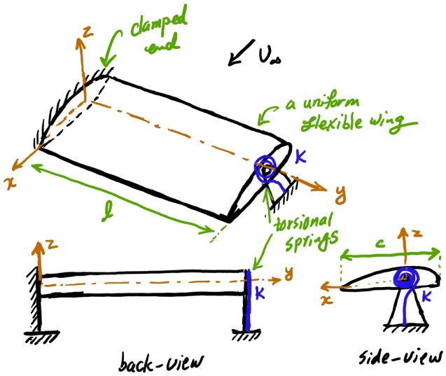 x z l clamped end back-view a uniform flexible wing K y torsional ...