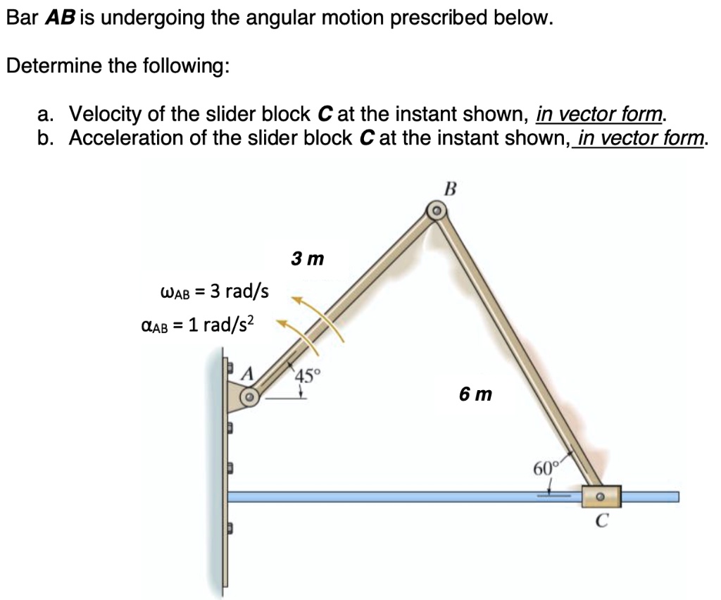 SOLVED: Bar AB is undergoing the angular motion prescribed below. Determine the following: a ...
