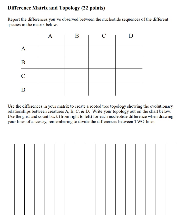 SOLVED: Difference Matrix and Topology (22 points) Report the ...