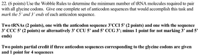 22. (6 points) Use the Wobble Rules to determine the minimum...