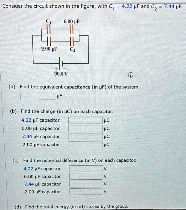 consider the circuit shown in the figure with c1 422 pf and c2 744 pf 600 pf 200 pf 900 v a find ...
