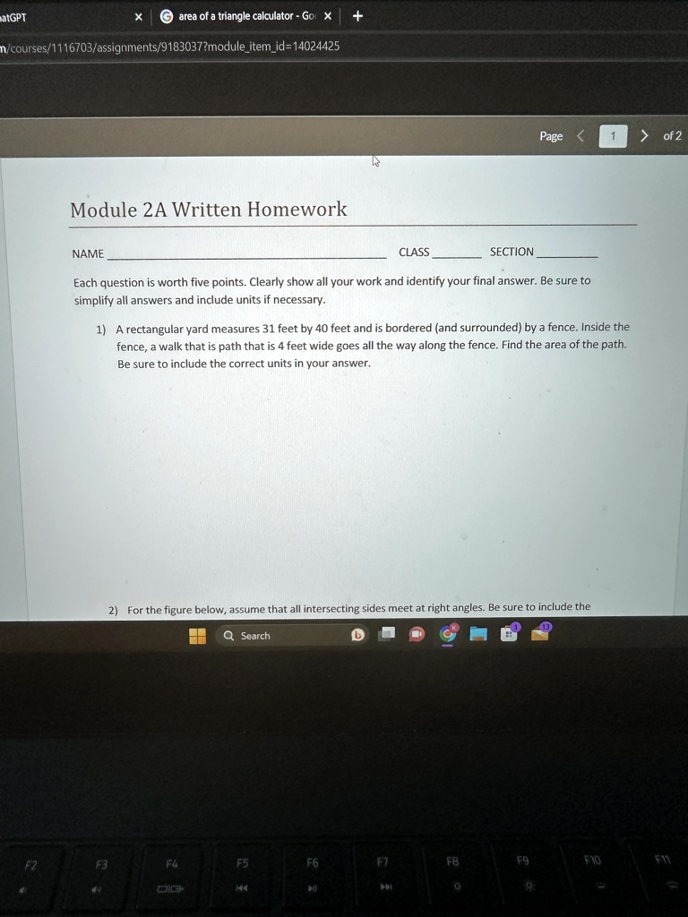 SOLVED: Texts: atGPT Area of a Triangle Calculator - Go n/courses ...
