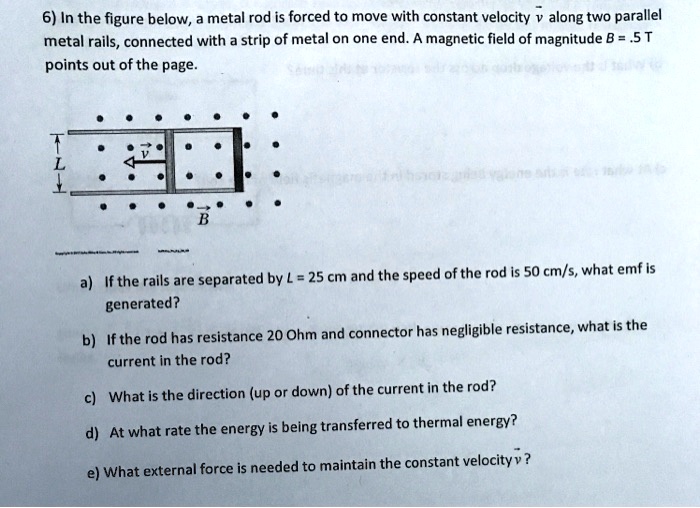 SOLVED:6) In the figure below, metal rod is forced to move with ...