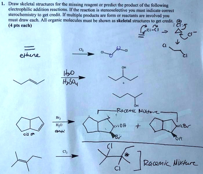SOLVED: Draw skclctal structures for the missing reagent Or predict the product of the following ...