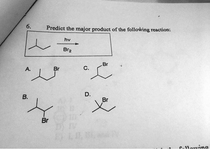 predict the major product of the following reaction hv br brz2 55514