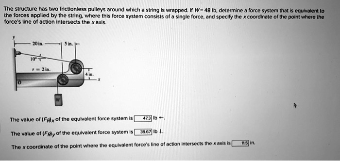 The structure has two frictionless pulleys around which a string is ...
