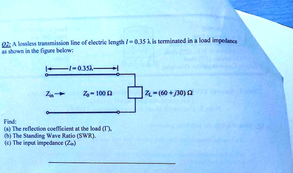 SOLVED: 02: A lossless transmission line of electric length Î¸ = 0.35Î» is terminated in a load ...