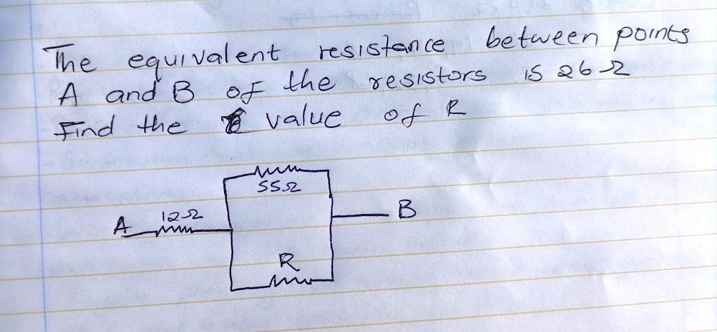 The equivalent resistance between points A and B of the resistors is 26Ω. Find the value of R