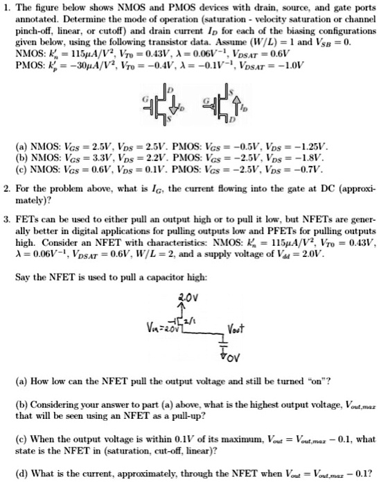 Solved The Figure Below Shows Nmos And Pmos Devices With Drain Source
