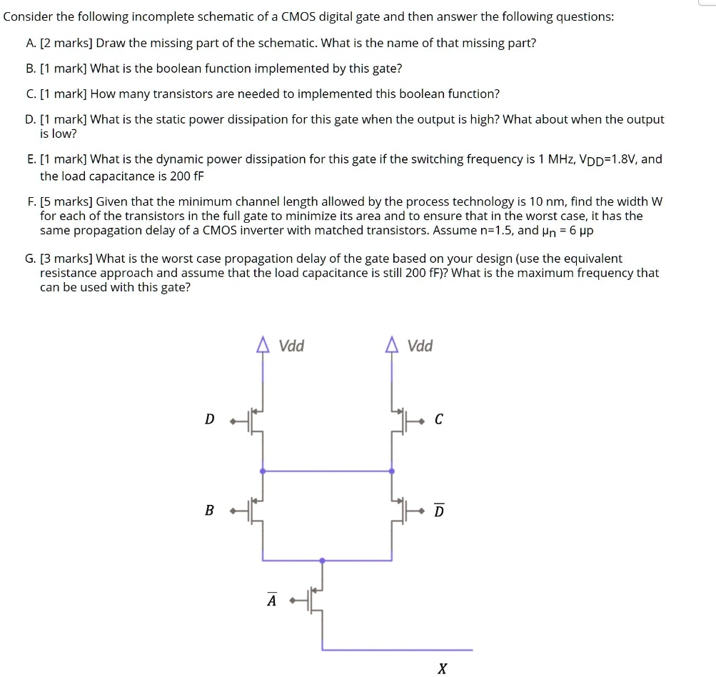 SOLVED: Consider the following incomplete schematic of a CMOS digital gate and then answer the ...