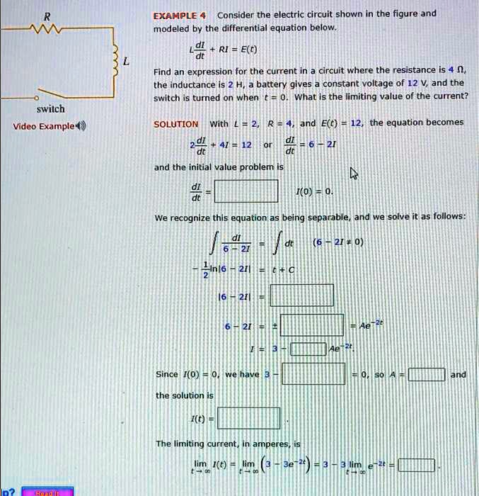 SOLVED: EXAMPLE 4: Consider the electric circuit shown in the figure and modeled by the ...