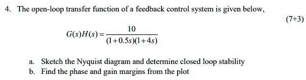 SOLVED: The open-loop transfer function of a feedback control system is ...