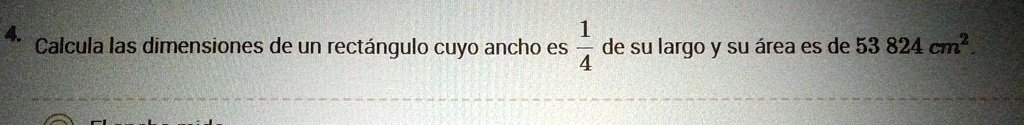 SOLVED: Calcula las dimensiones de un rectangulo cuyo ancho es de su ...